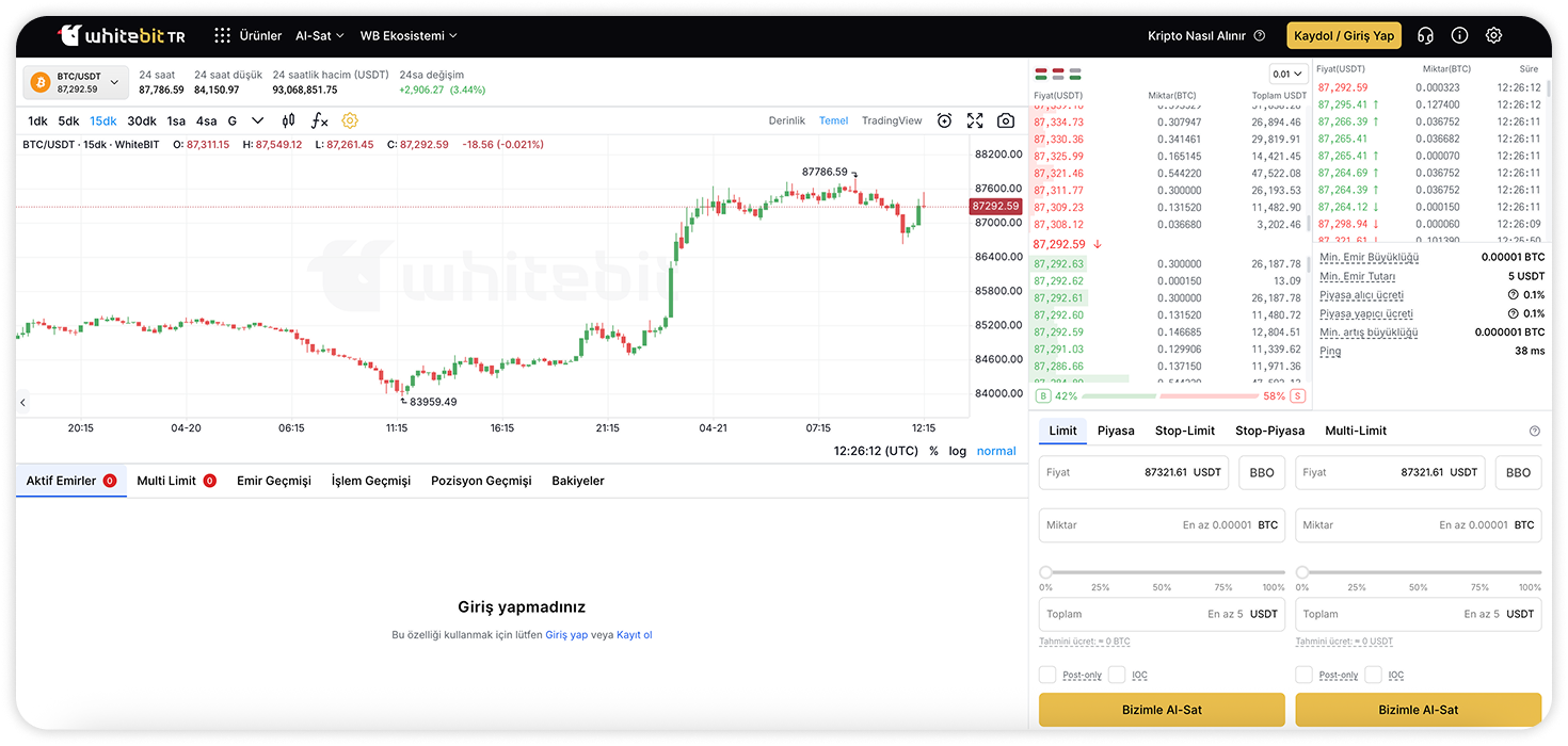 Satım terminali – WhiteBIT Turkey